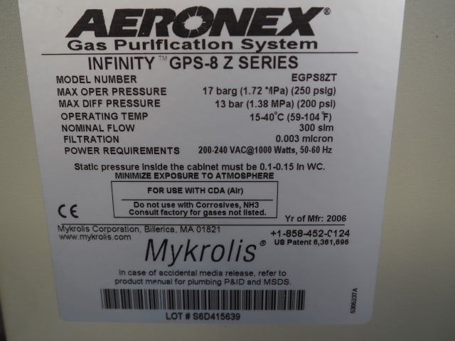Mykrolis Aeronex Infinity GPS-8Z Gas Purification unit (1 ...