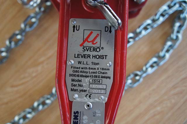 Svero 1514 Lever Hoist 1000kg - Industriële Veiling Eindhoven